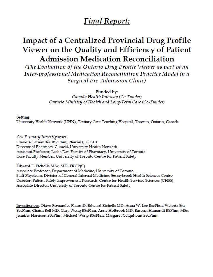 Impact of a Centralized Provincial Drug Profile Viewer on the Quality ...