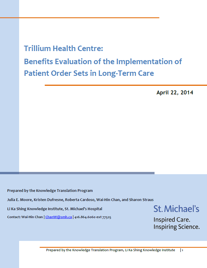 Trillium Health Centre Benefits Evaluation Of The Implementation Of