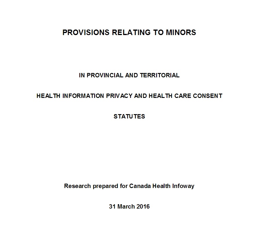 Provisions Relating To Minors in Provincial and Territorial Health ...