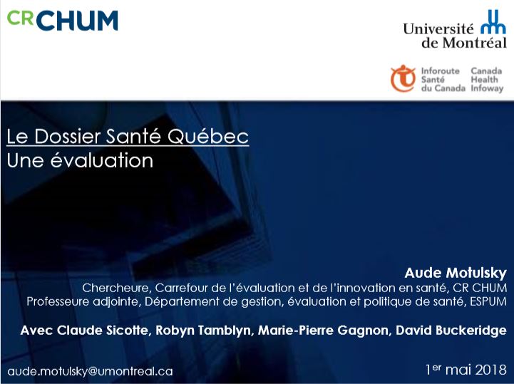 Québec Health Record: An Evaluation | Canada Health Infoway